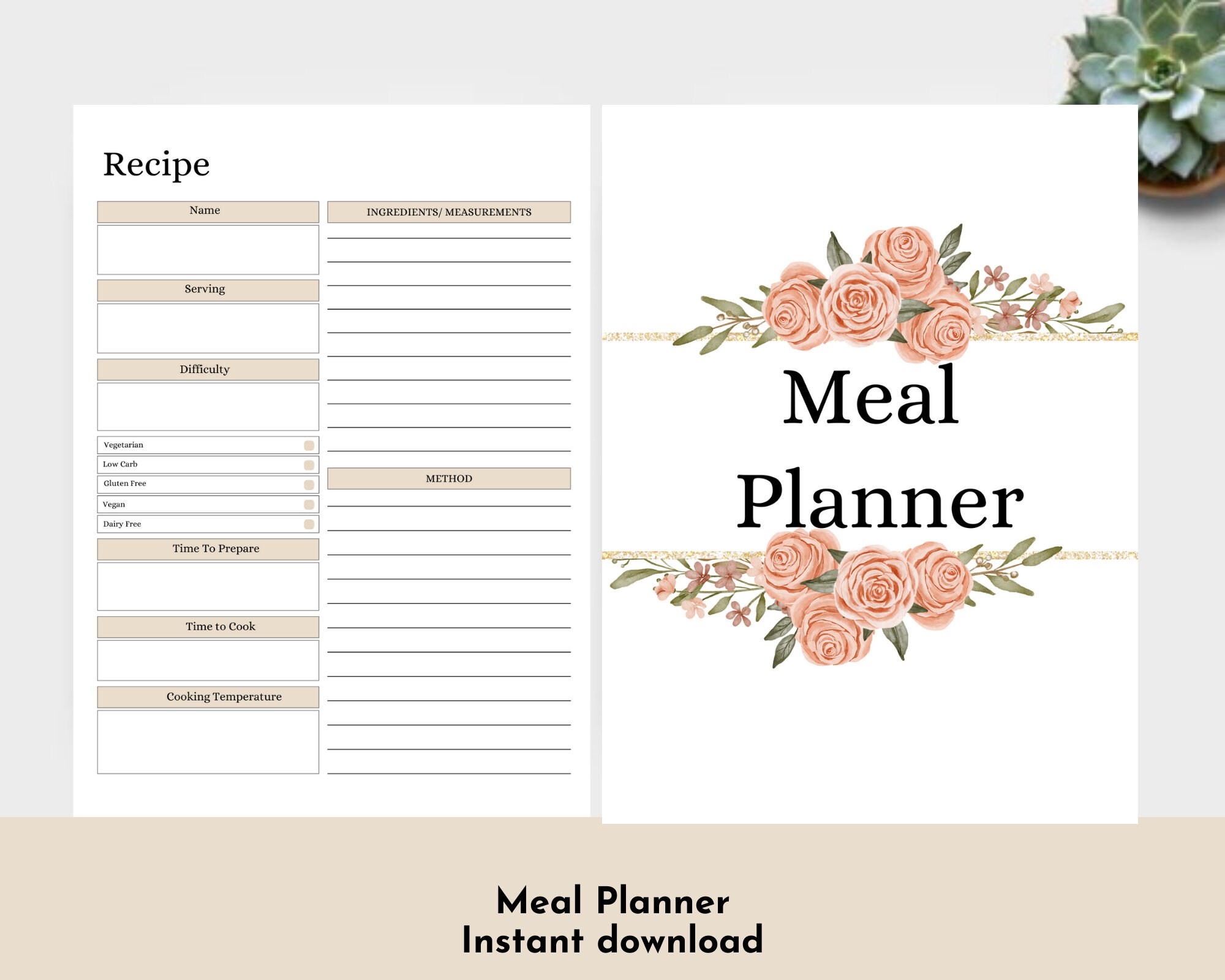 Digital Meal Planner, Daily Meal Planner, Weekly Meal Planner, PDF ...