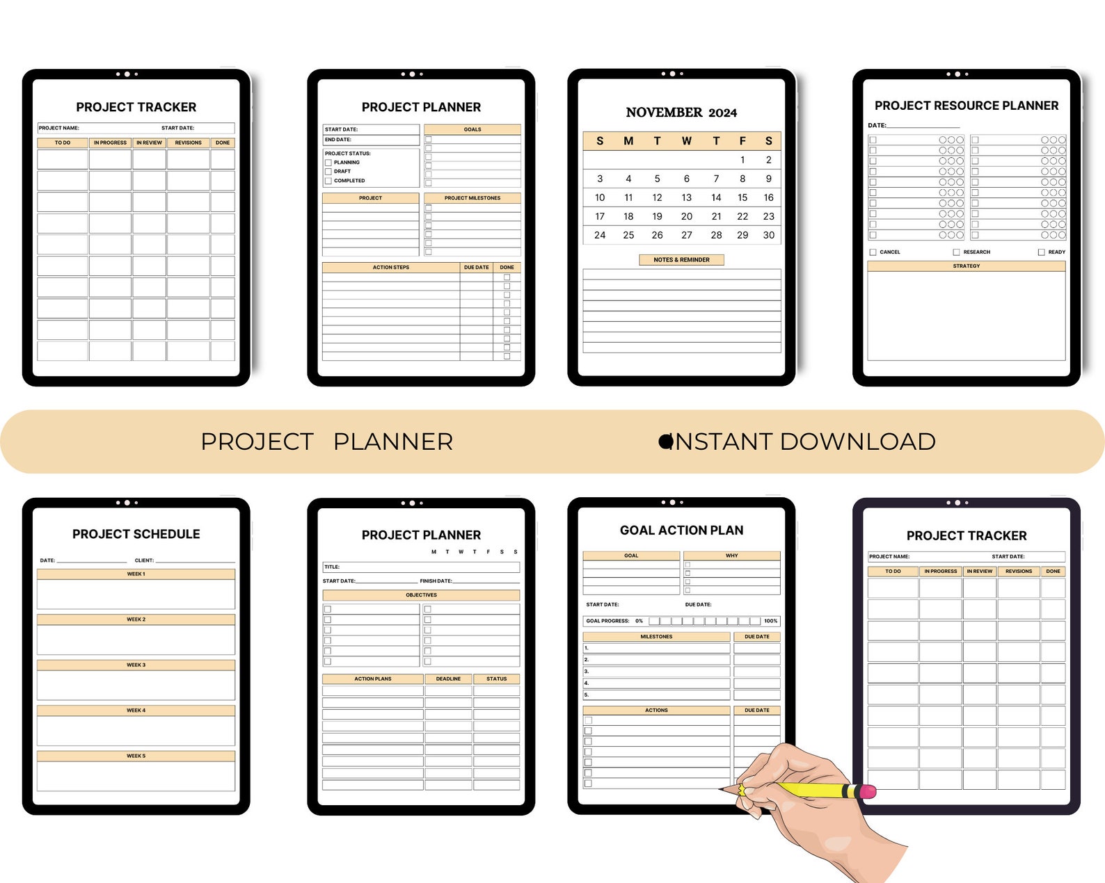 Editable Project Study Plan, Work Planner, Project Planner Business ...