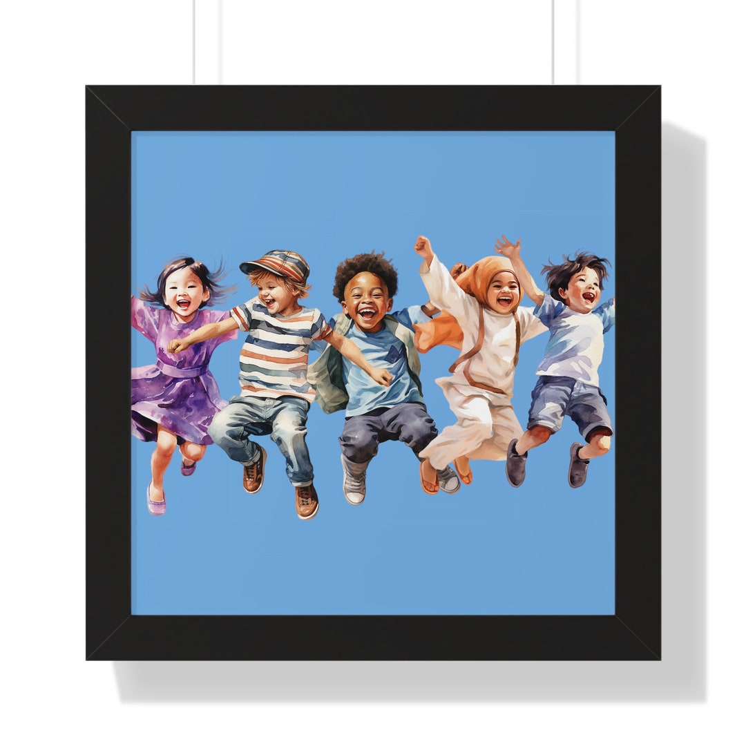 Happy Children Poster in Frame Joy Fun and Laughter - Etsy