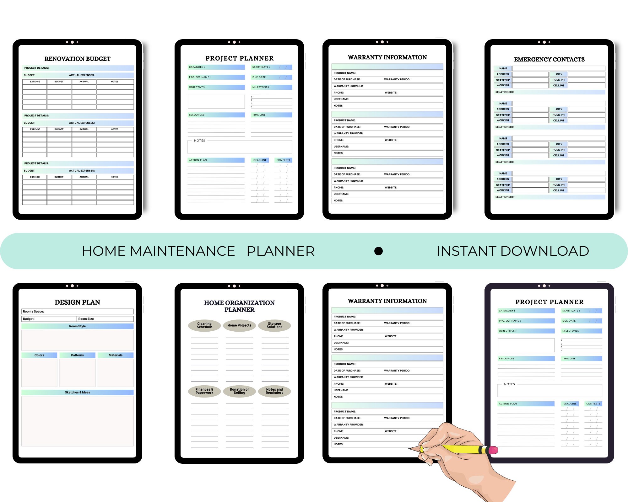 Home Maintenance Tracker - INSIDE Version; Organization; Checklist ...