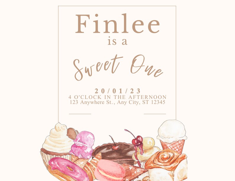 Editable Girl First Birthday Invitation Sweet One Party - Etsy