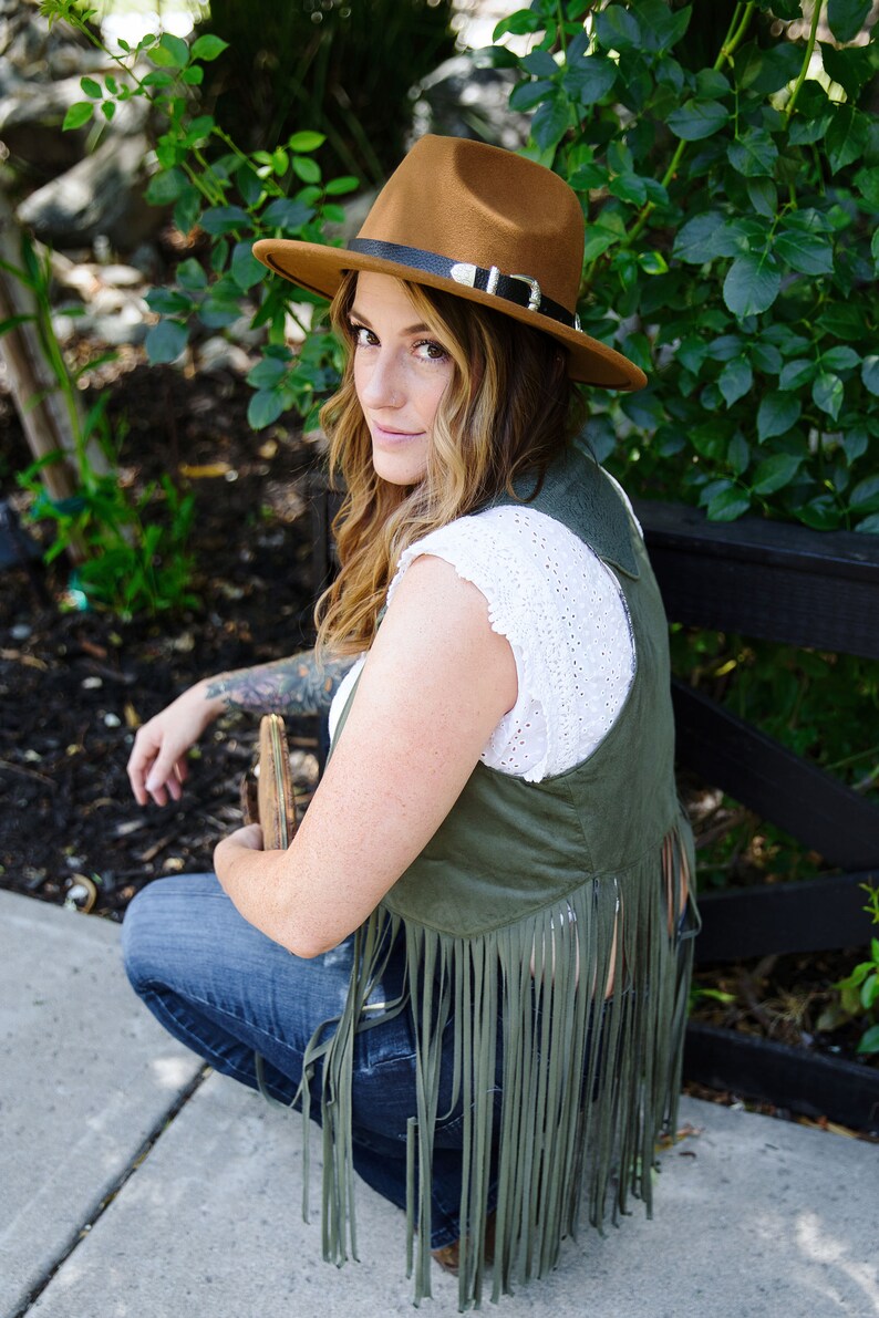 The Athena Vest, Olive Lace Fringe Vest, Boho Western Fashion - Etsy