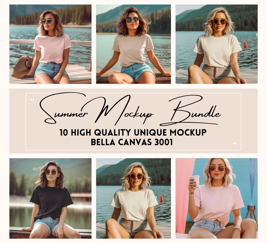 Bella Canvas 3001 Bundle Mockup, Digital Mockup, Bundle Bella Canvas ...