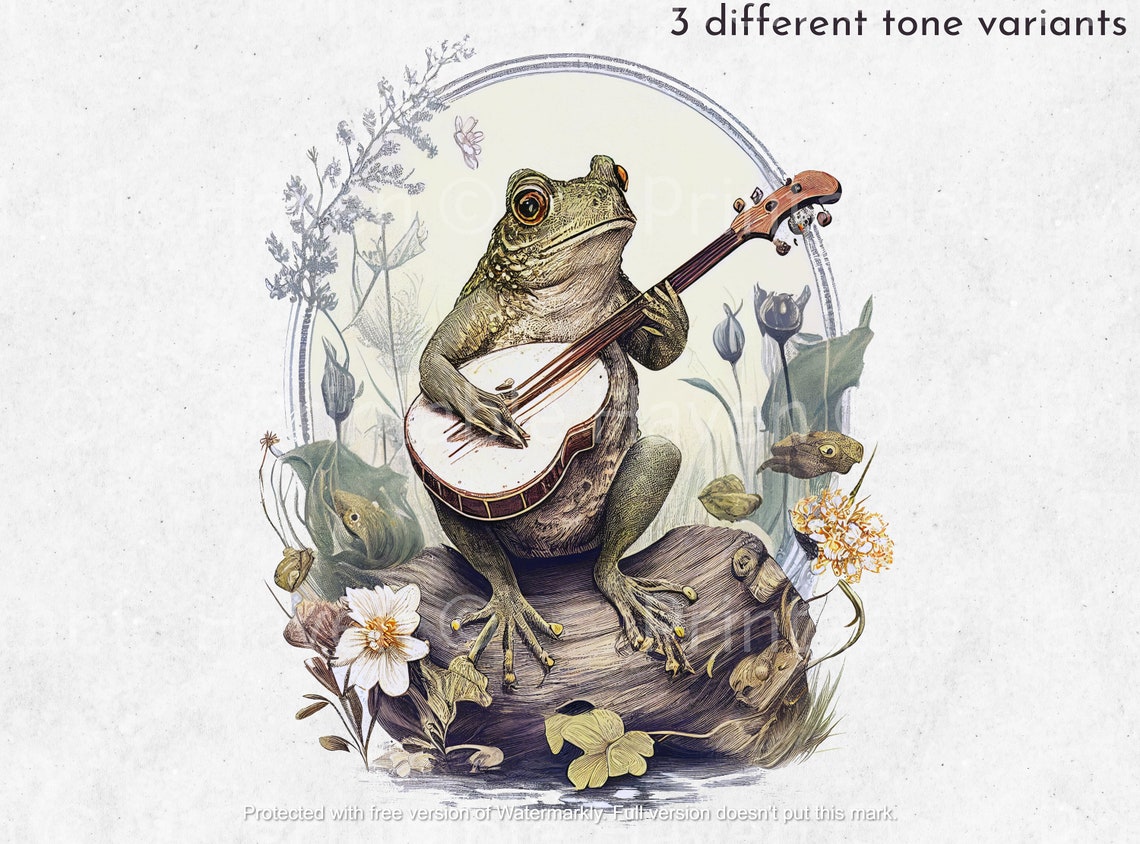 Frog Png, Frog Playing Banjo Png, Cottagecore Aesthetic Frog Playing ...