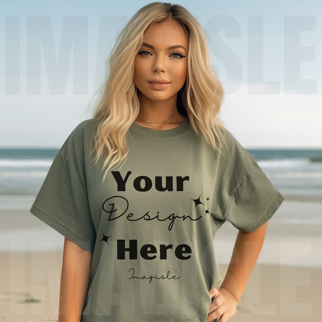 Comfort Colors C1717 Sage, Model Mockup, Comfort Color Shirts, Oversized Mockup, Cc Mockup ...