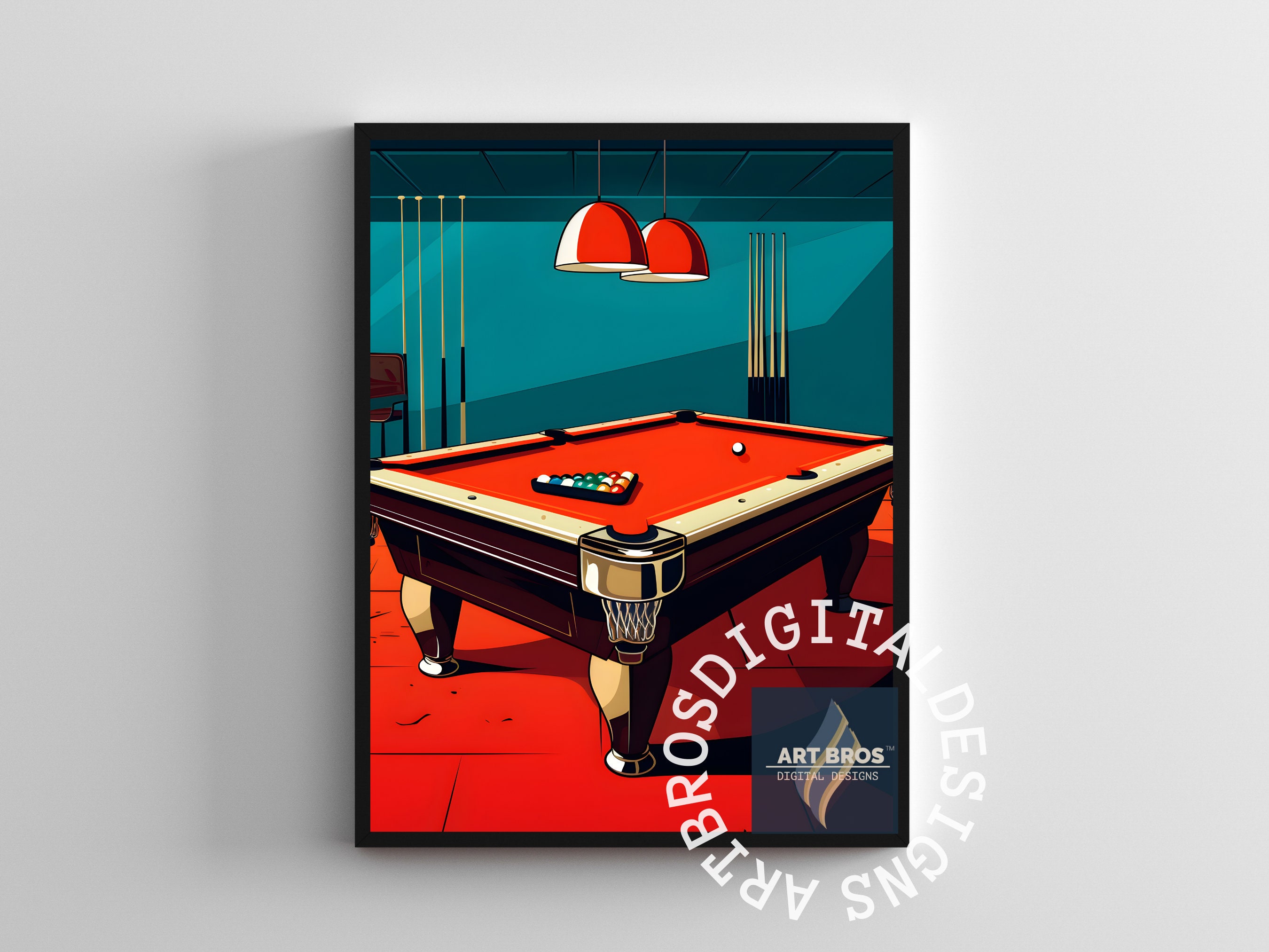 Billiard Table With Unique Wall Design