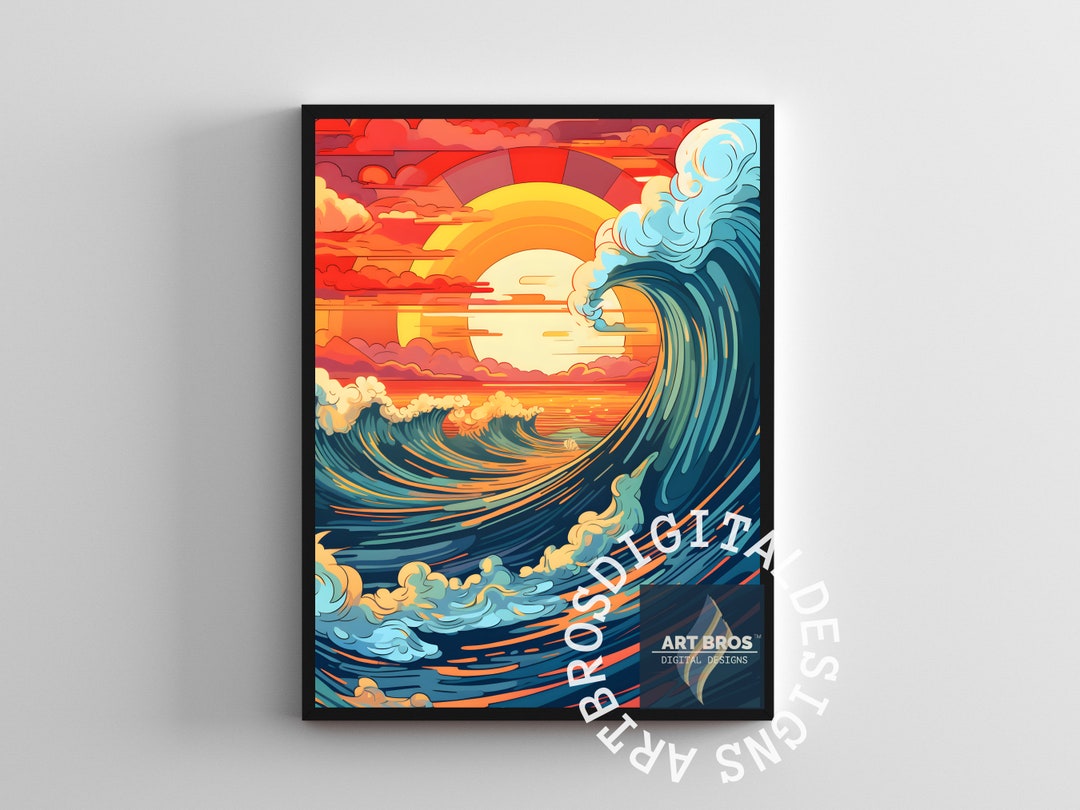 Horizon Glow: Radiant Vector Art Illustrating the Ocean at Sunset ...