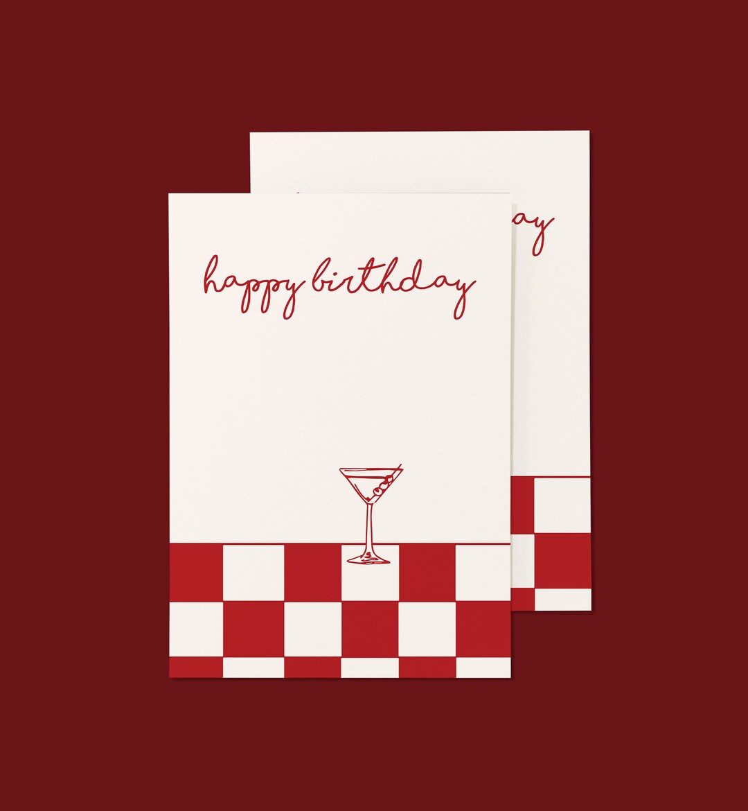 Italian Inspired 'happy Birthday' Greeting Card With Cocktail ...