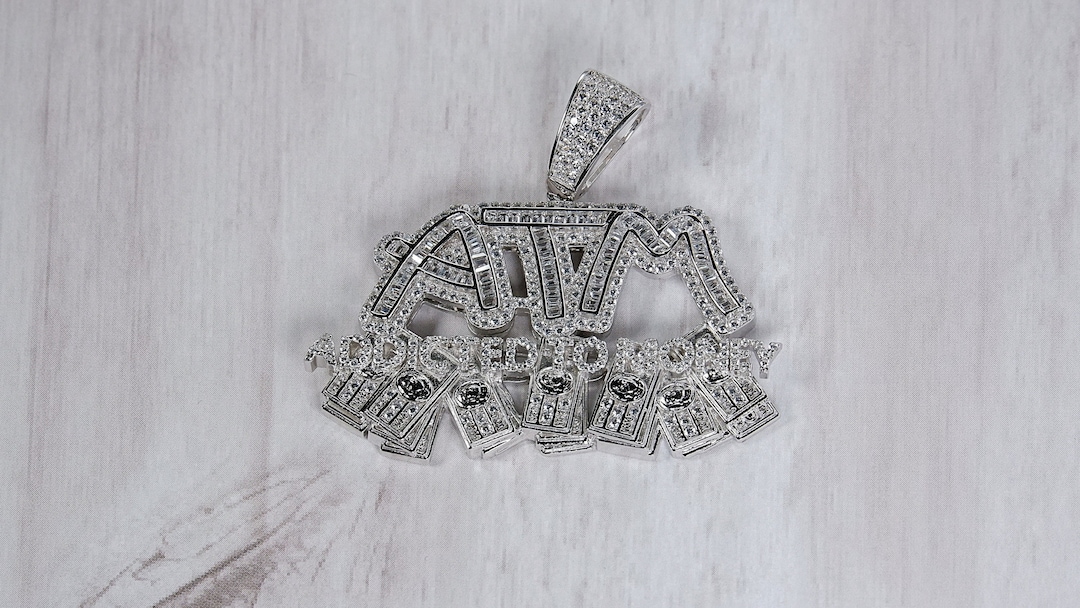 Addicted to Money | ATM | Iced Out Hip Hop Pendant | 925 Sterling ...