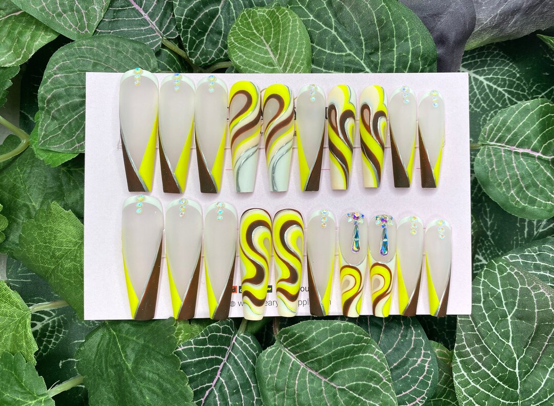 Wavy Nails | Y2K Inspired | Matte Coffin | Press on Nails | 2XL ...