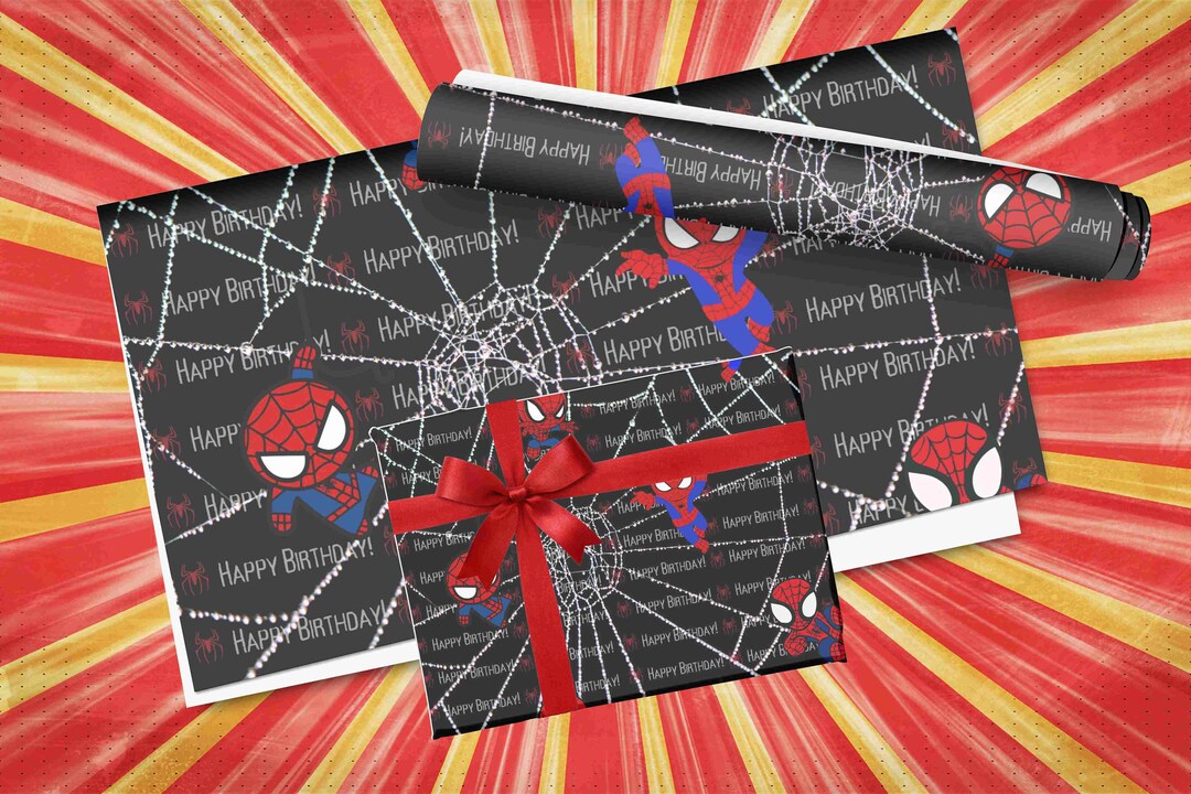 Spider Man Party Wrapping Paper Spider Man Inspired Super - Etsy