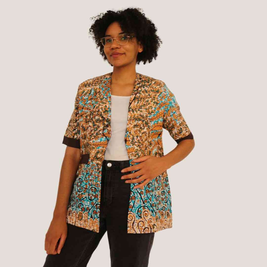 Ankara Blazer With Elbow-length Sleeves (fabric Was Lined and Has ...