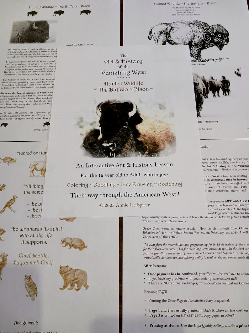 Buffalo - Bison - Hunted Wildlife - Interactive Educational Printable ...