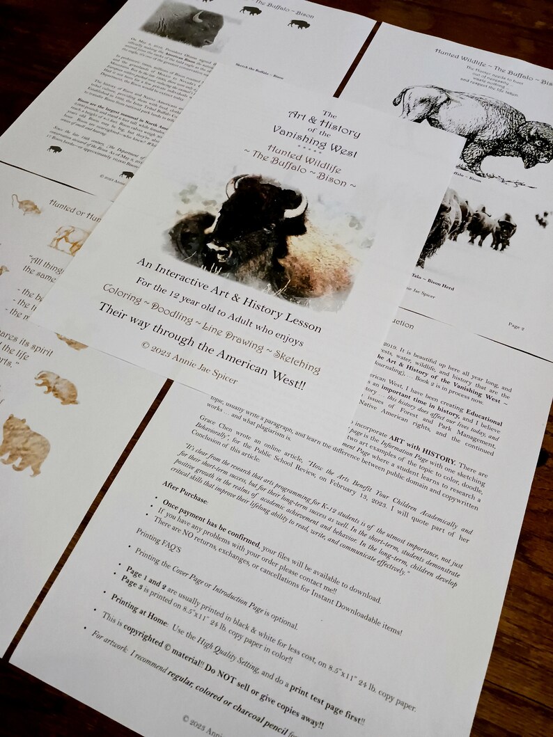 Buffalo - Bison - Hunted Wildlife - Interactive Educational Printable ...