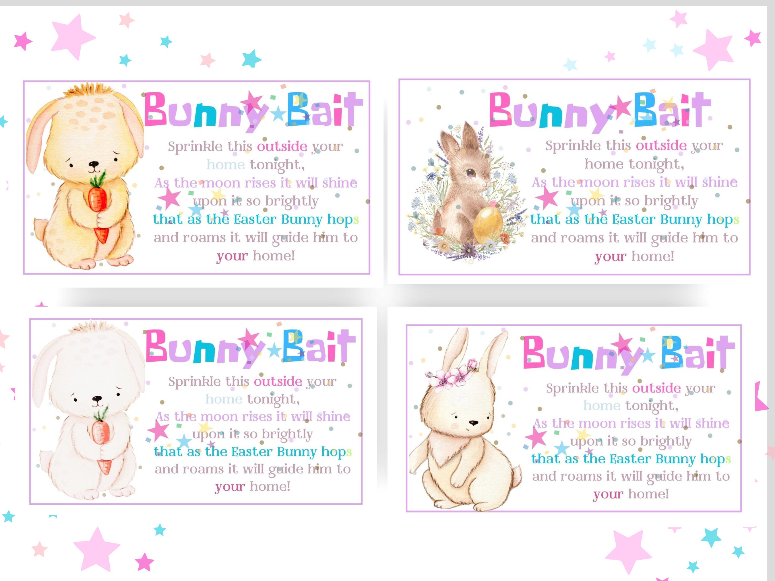 Bunny Bait Label, Easter Gift Tag, Party Favor Label, Gift Labels ...