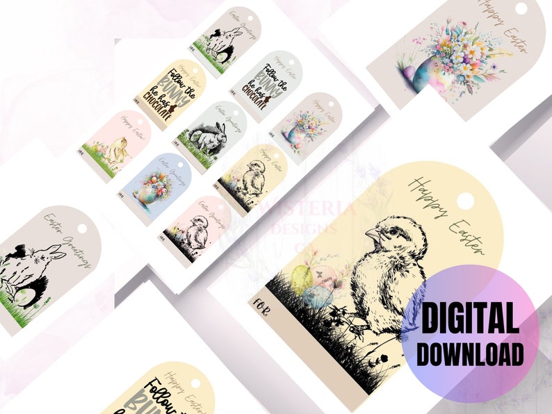 Vintage Gift Tags, Easter Gift Labels, Printable Gift Tags, Easter ...