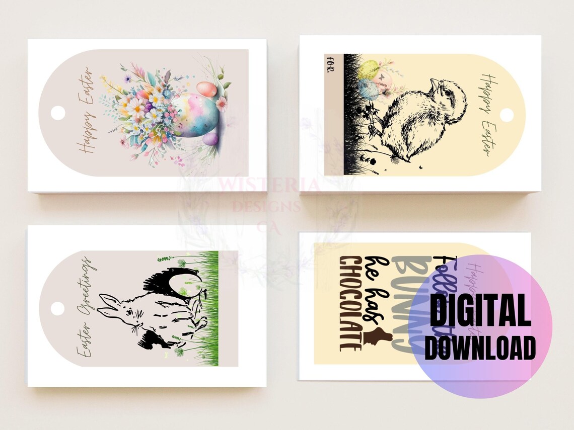 Vintage Gift Tags, Easter Gift Labels, Printable Gift Tags, Easter ...