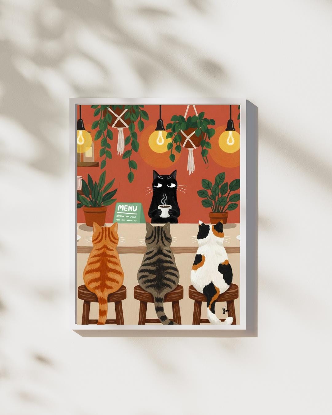 Cozy Cats Cafe Bar Print, Whimsical Coffee Shop Poster, Cats Lover ...