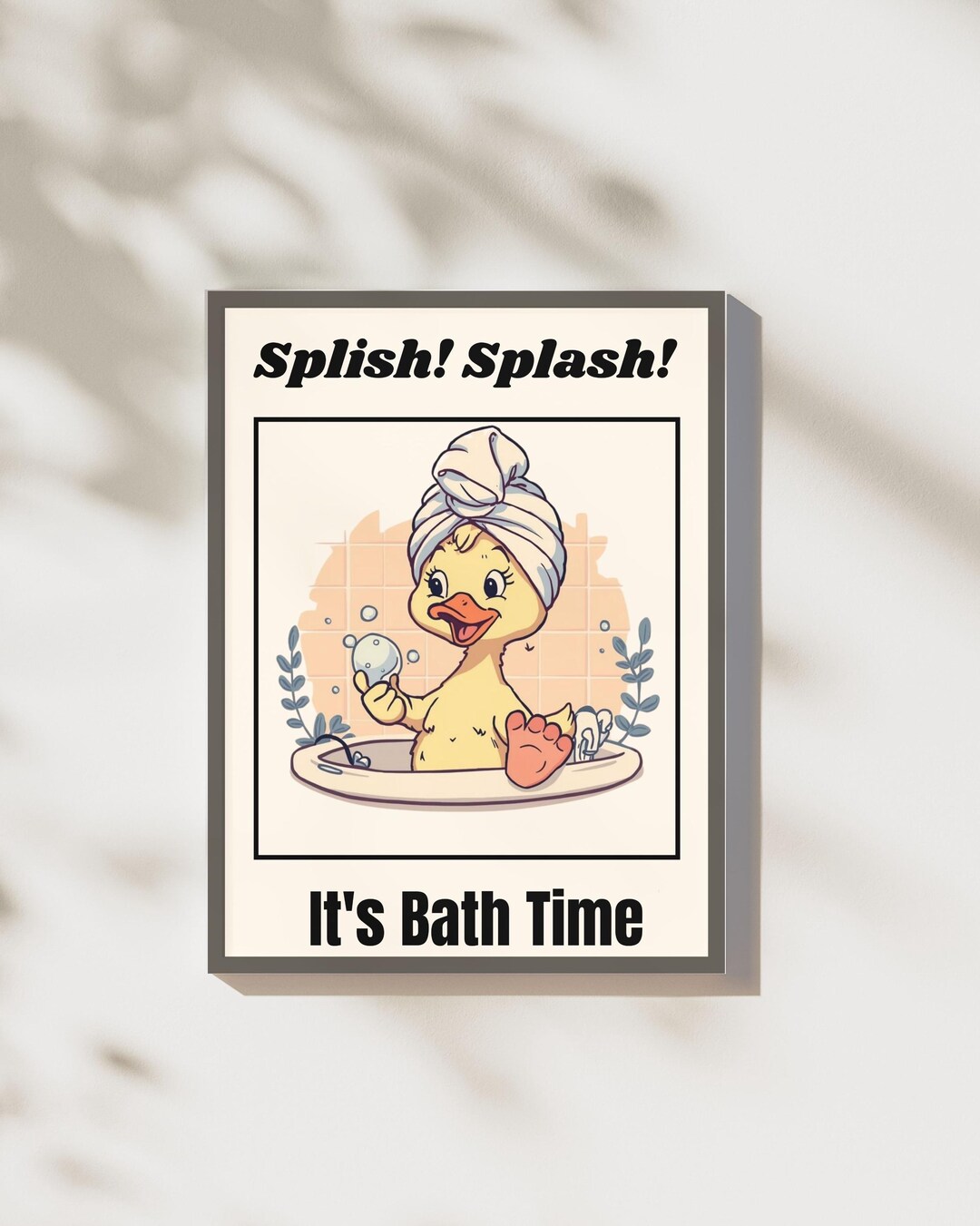 Splish Splash Print, Cute Duck Wallart, Kid Bathroom Decor, Vintage ...