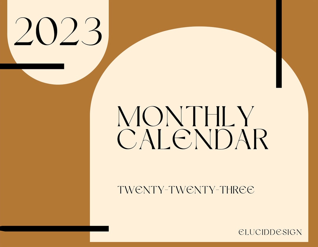 Printable 2023 Wall Calendar, 11"x8.5" Letter Sized, Minimal, Abstract ...