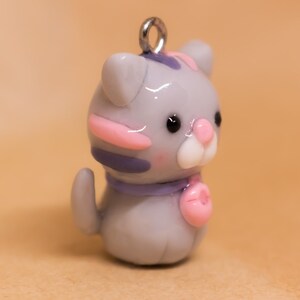 Cute Kawaii Cat Charm Animal Charms Cat Lover Gift Grey Cat Phone Charm ...