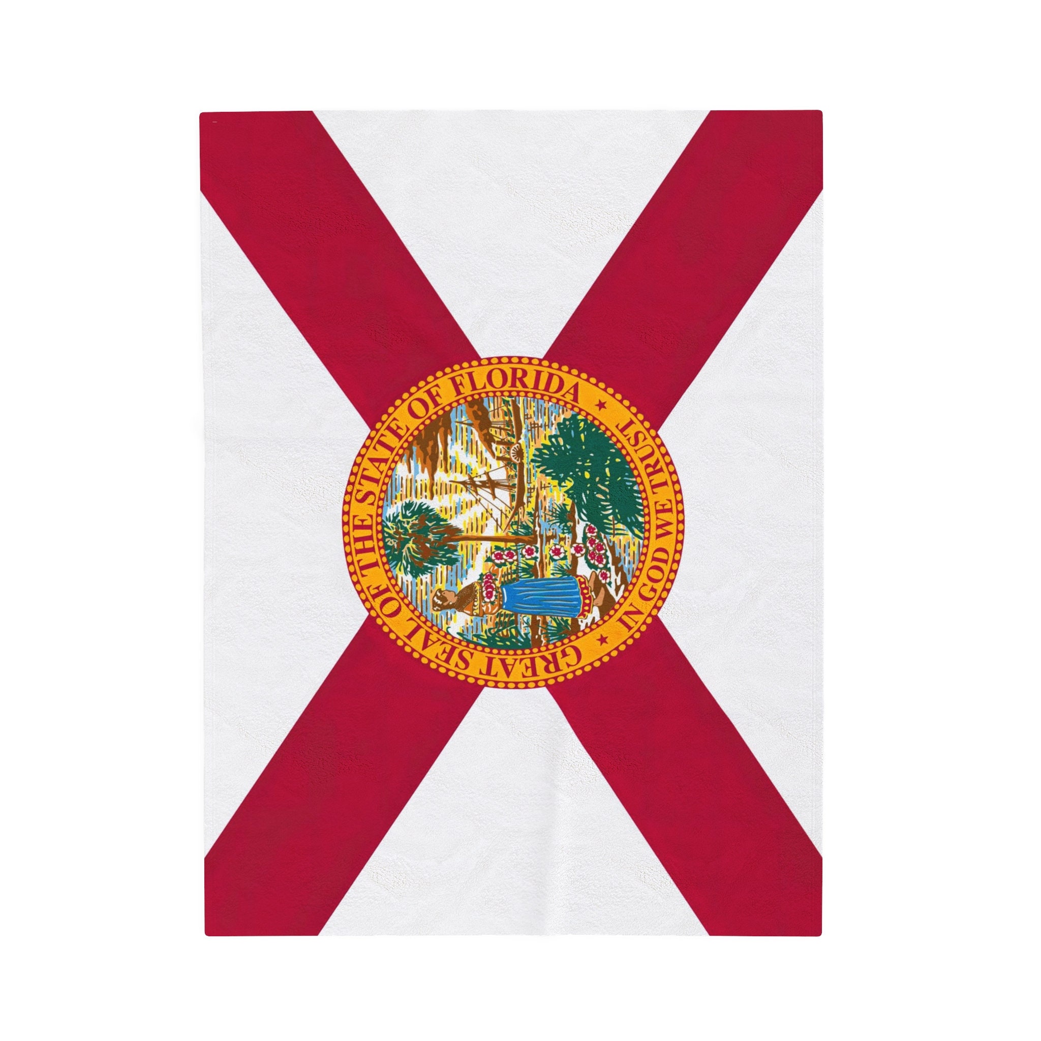 Florida, Flag, State, Seal, Warm, Red, White, Velveteen Plush Blanket, Free Shipping in the US ...
