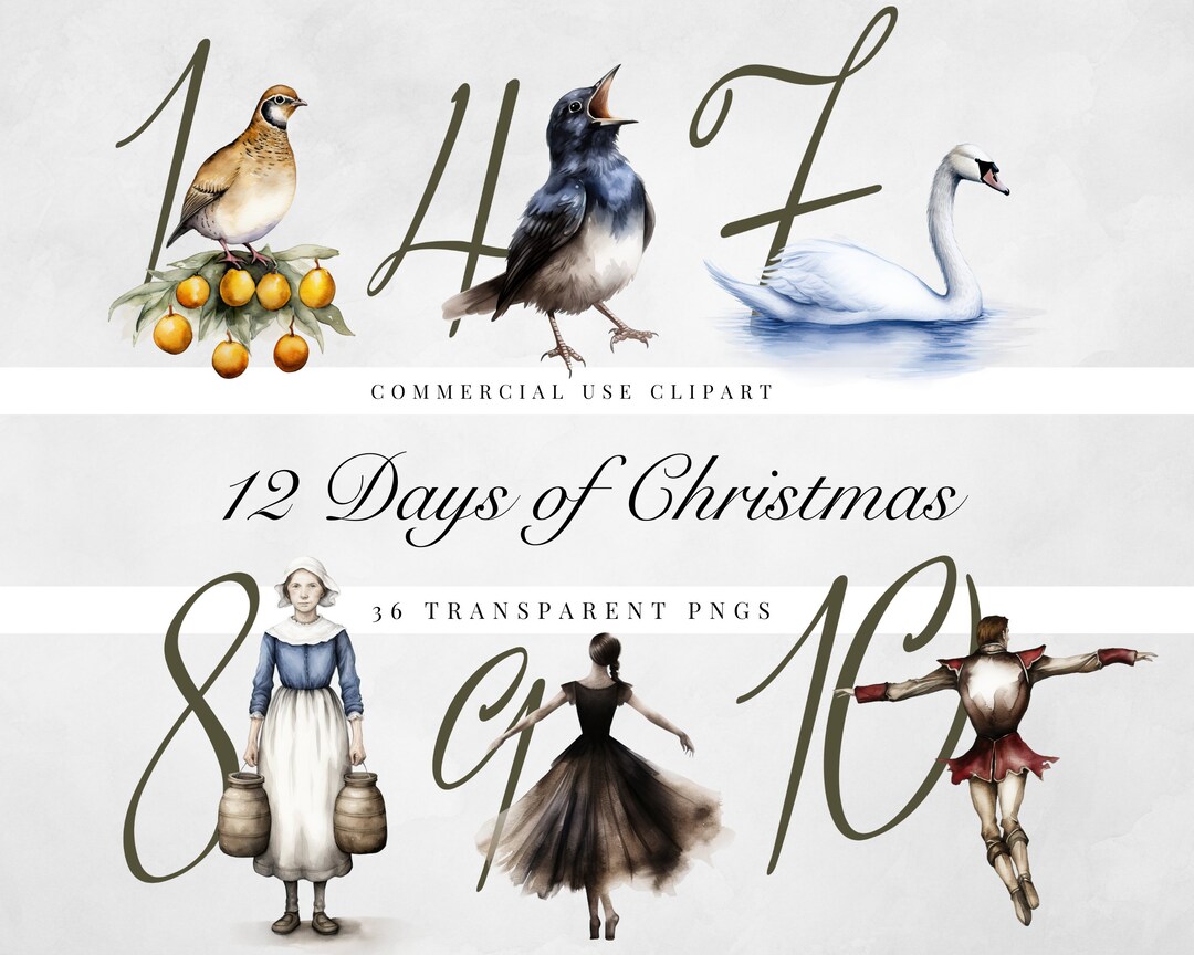 12 Days of Christmas Clipart Digital Download Instant - Etsy Canada