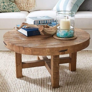 Unique Rustic Round Coffee Table • Reclaimed Wood Side Table - Etsy