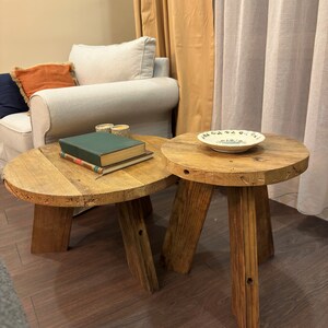 Unique Rustic Round Coffee Table • Reclaimed Wood Side Table - Etsy