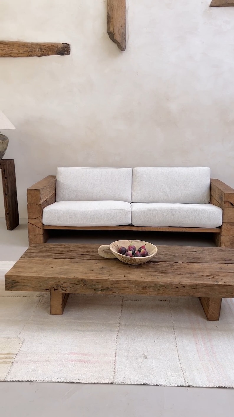 Rustic Barn Beam Oak Coffee Table • Handmade Reclaimed Wood Low Coffee Table - Etsy