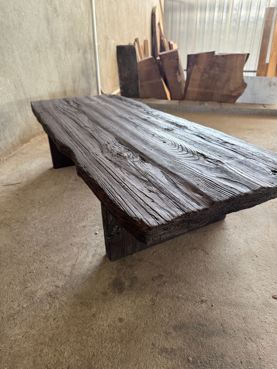 Rustic Low Wood Coffee Table • Living Room Handmade Furniture - Etsy