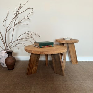 Unique Rustic Round Coffee Table • Reclaimed Wood Side Table - Etsy