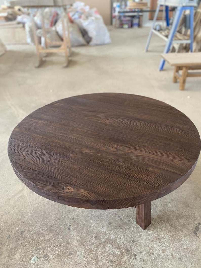 Unique Rustic Round Coffee Table Reclaimed Wood Living Room Side Table - Etsy