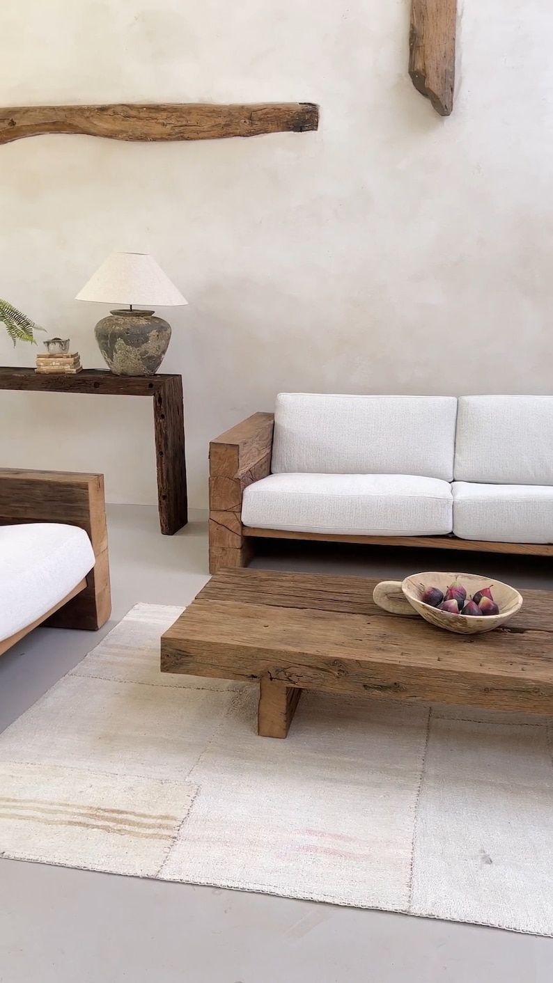 Rustic Barn Beam Oak Coffee Table • Handmade Reclaimed Wood Low Coffee Table - Etsy