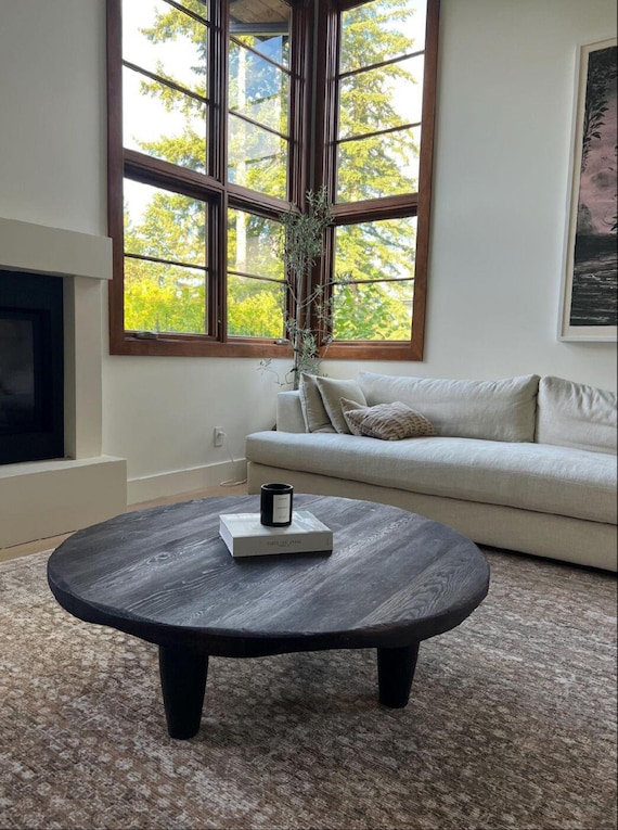 Small round dark wood coffee table store
