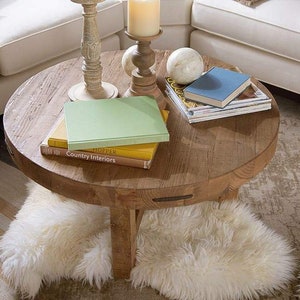 Unique Rustic Round Coffee Table • Reclaimed Wood Side Table - Etsy