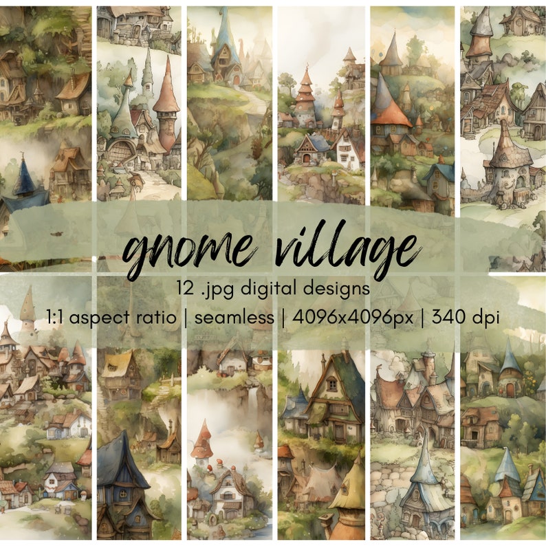 Gnome Village | Digital Paper | 12 Designs | 12 in X 12 in | Seamless ...