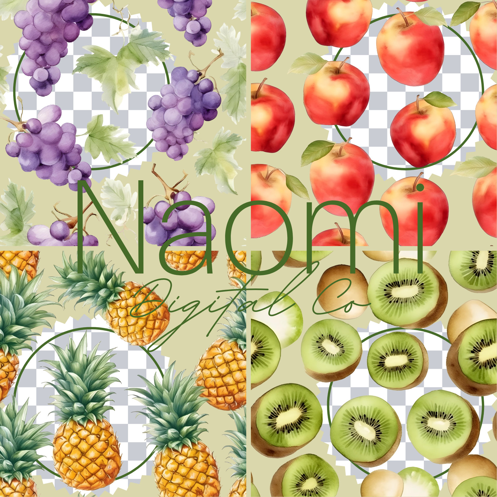 Transparent Background Summer Fruit Digital Paper 12 Designs 12 in X 12 ...