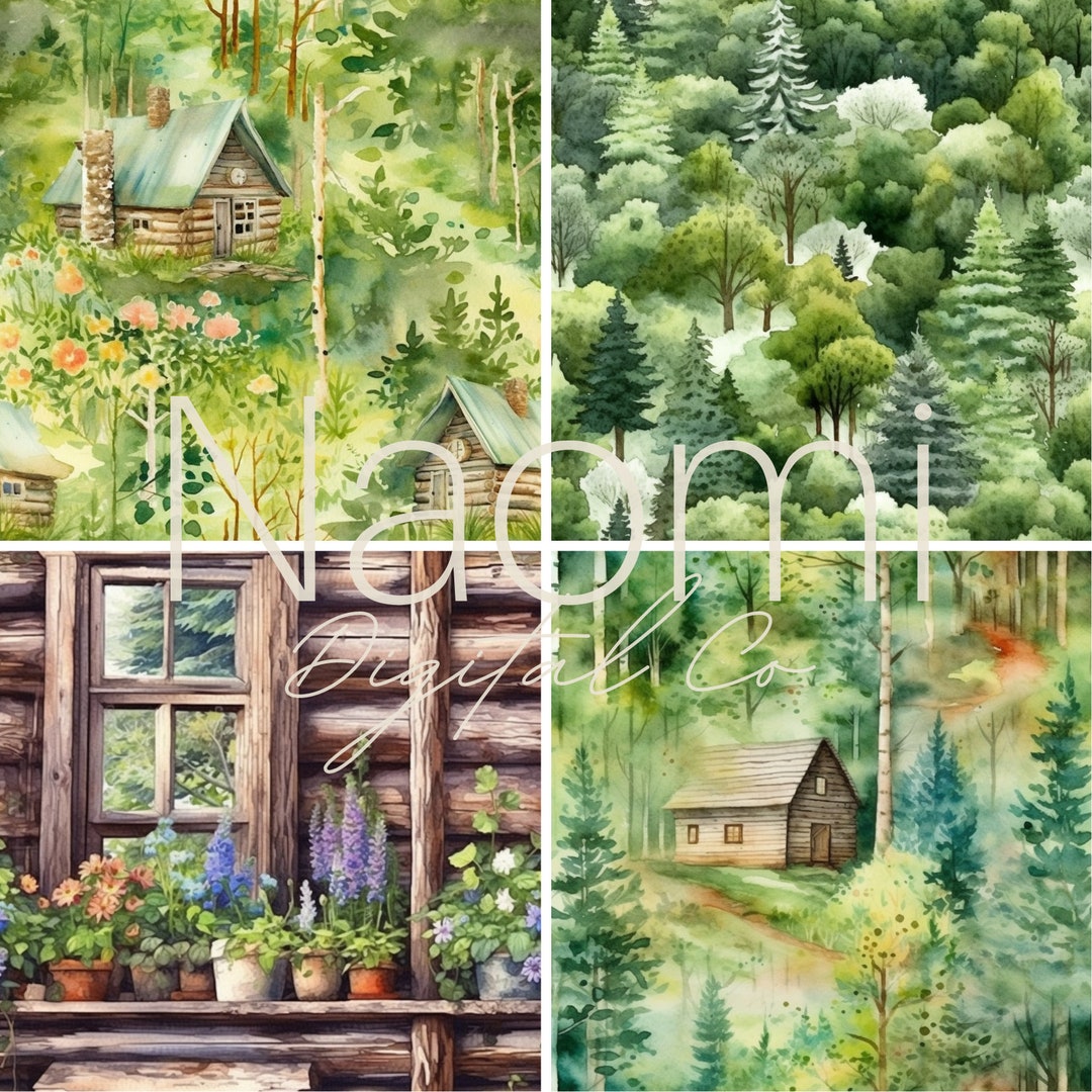 Spring Log Cabin Digital Paper 12 Designs 12 in X 12 in Seamless ...