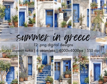 Greece Island MYKONOS Travel SEAMLESS PATTERN Digital Download - Etsy