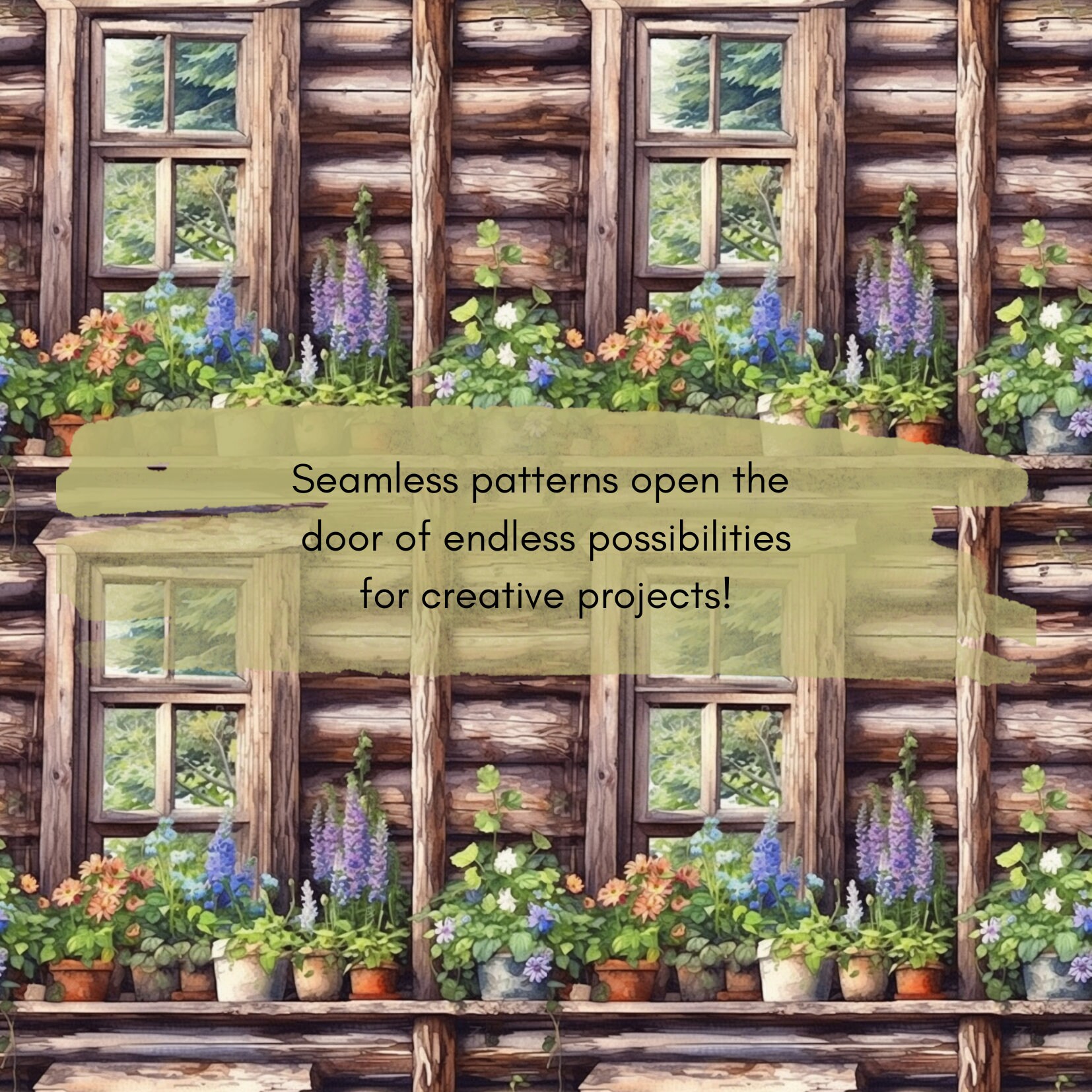 Spring Log Cabin Digital Paper 12 Designs 12 in X 12 in Seamless ...