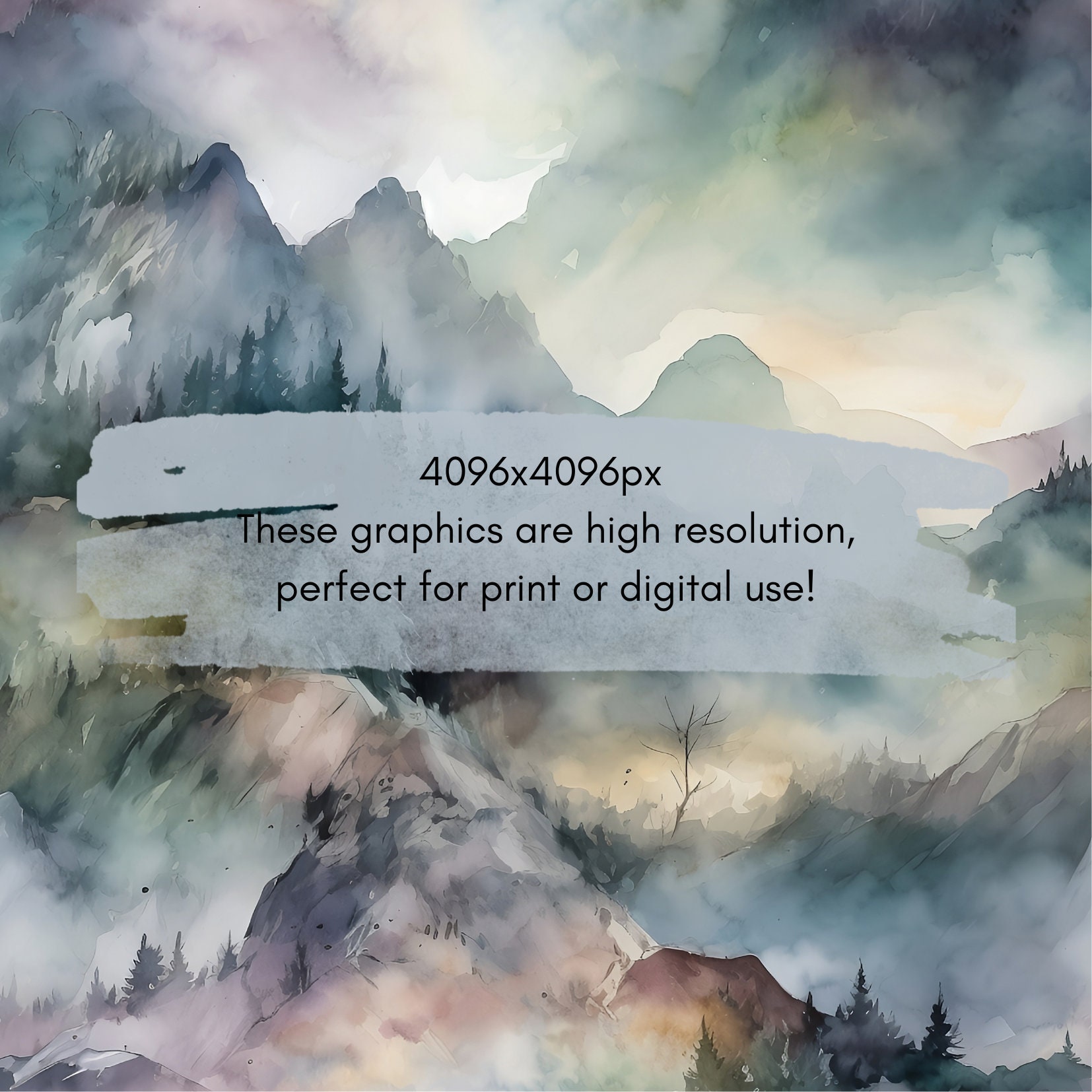 Watercolor Blue Mountains Digital Paper 12 Designs 12 in X 12 in ...