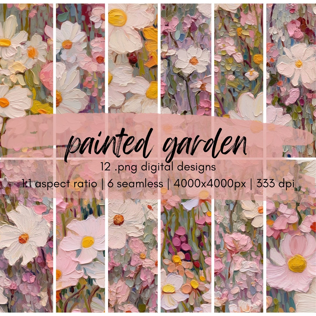 Painted Garden | Digital Paper | 12 Designs | 12in X12 in | Seamless ...