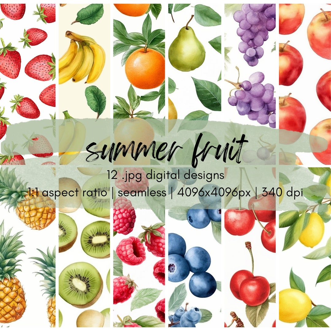 Summer Fruit Digital Paper 12 Designs 12 in X 12 in Seamless ...