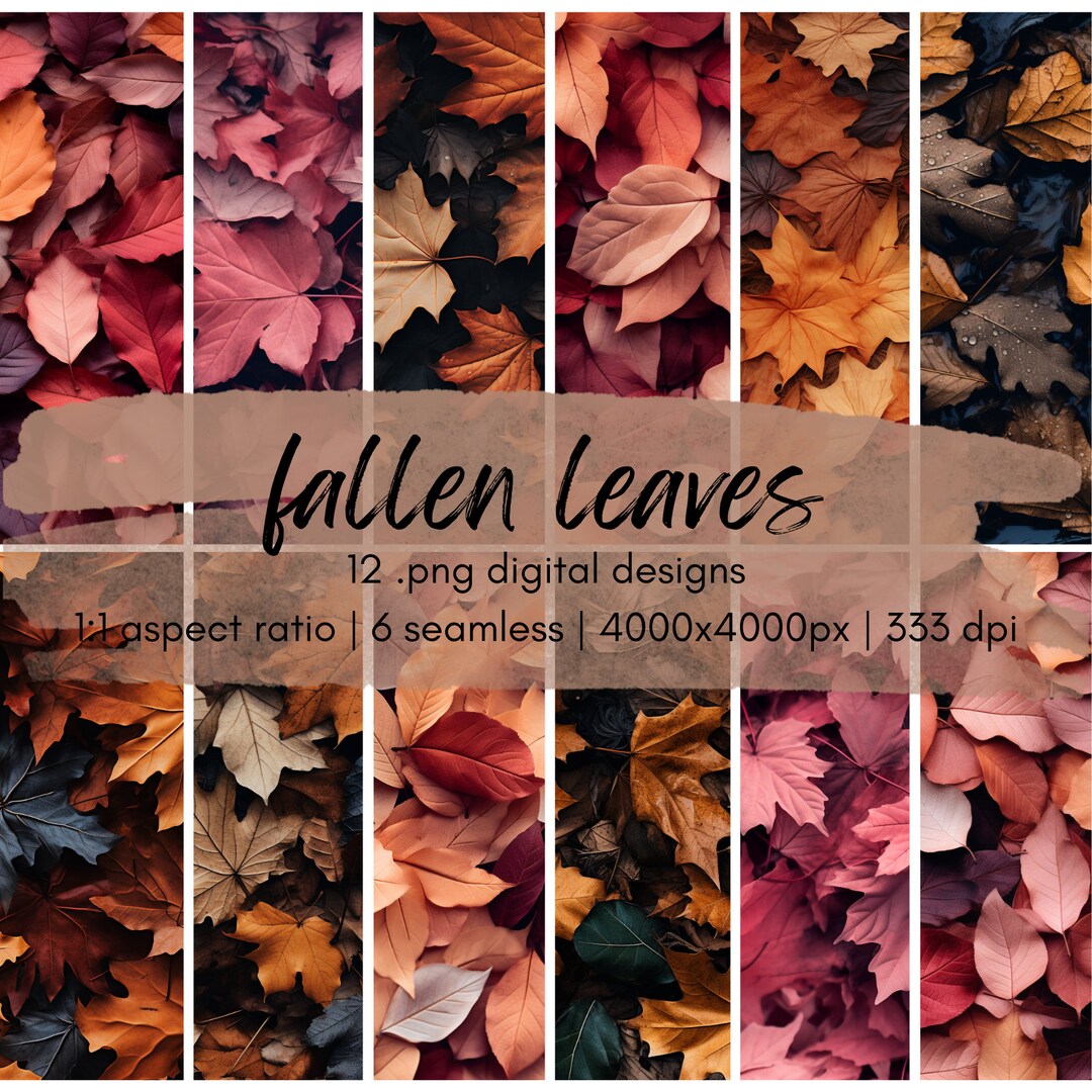 Autumn Leaves Digital Paper Pack, 12 Seamless Background Designs, 12x12 ...