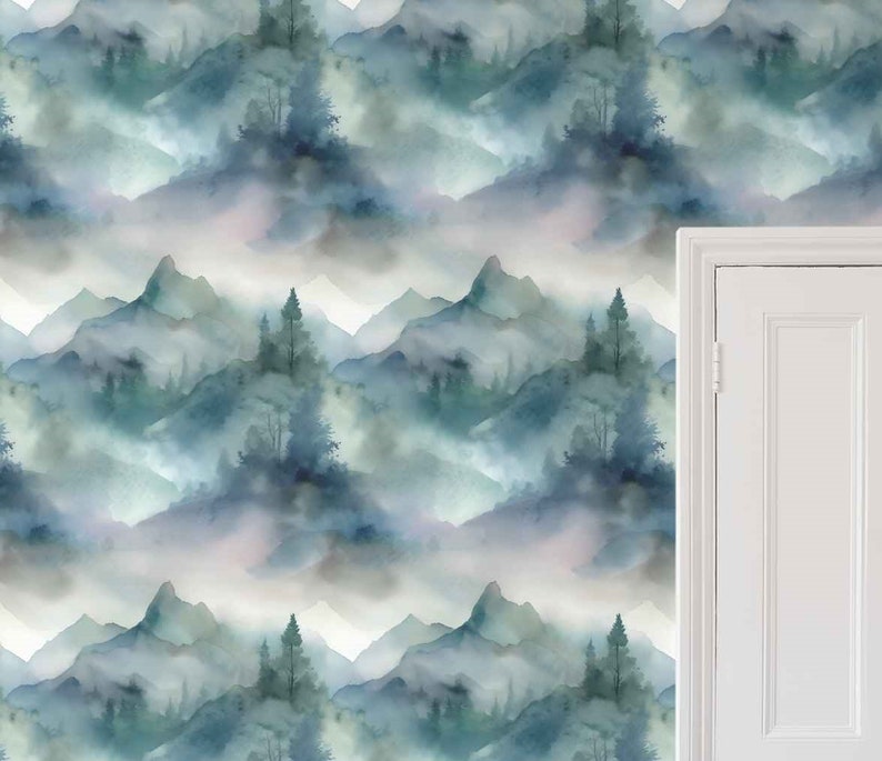 Watercolor Blue Mountains Digital Paper 12 Designs 12 in X 12 in ...