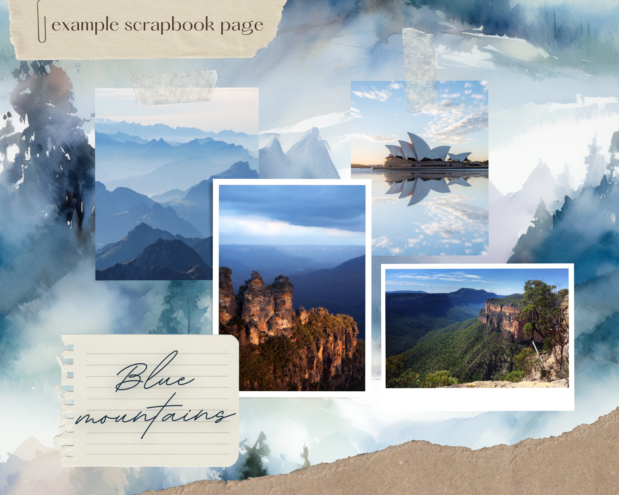 Watercolor Blue Mountains Digital Paper 12 Designs 12 in X 12 in ...