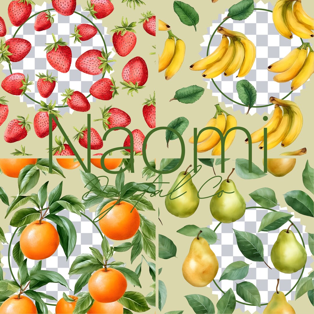 Transparent Background Summer Fruit | Digital Paper | 12 Designs | 12 ...