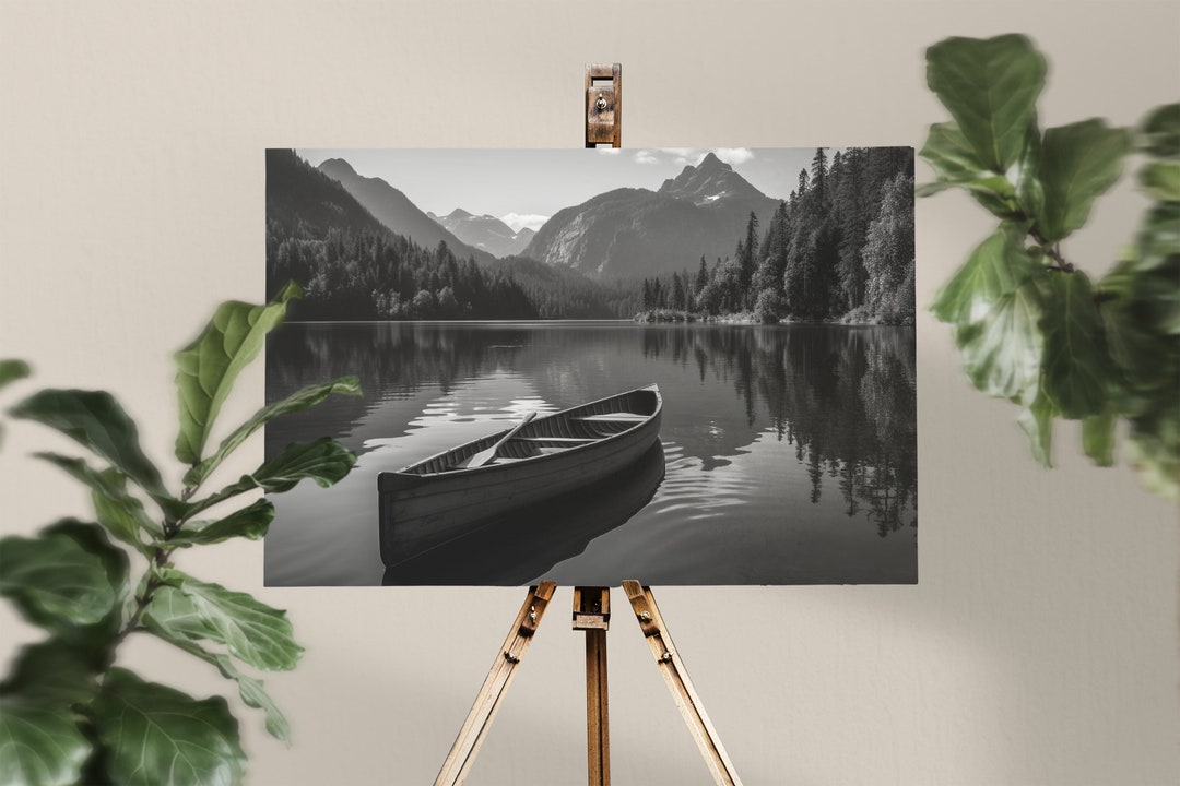 Canoe Black and White - Etsy
