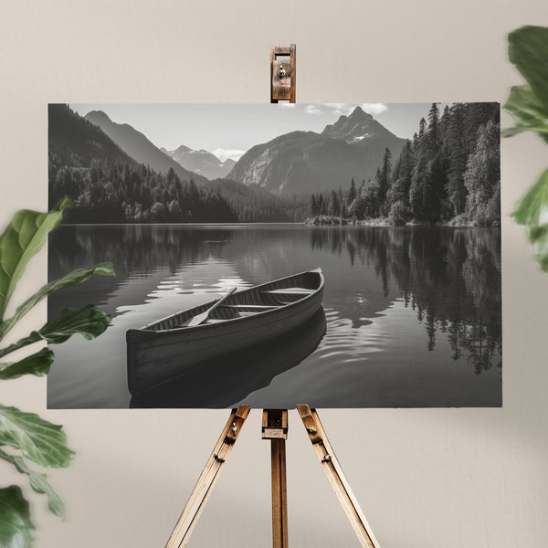 Black and White Canoe Print - Etsy